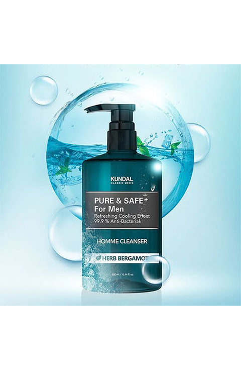 Kundal Pure & Safe+ Cooling Men Homme Cleanser Herb Bergamot 300ml ...